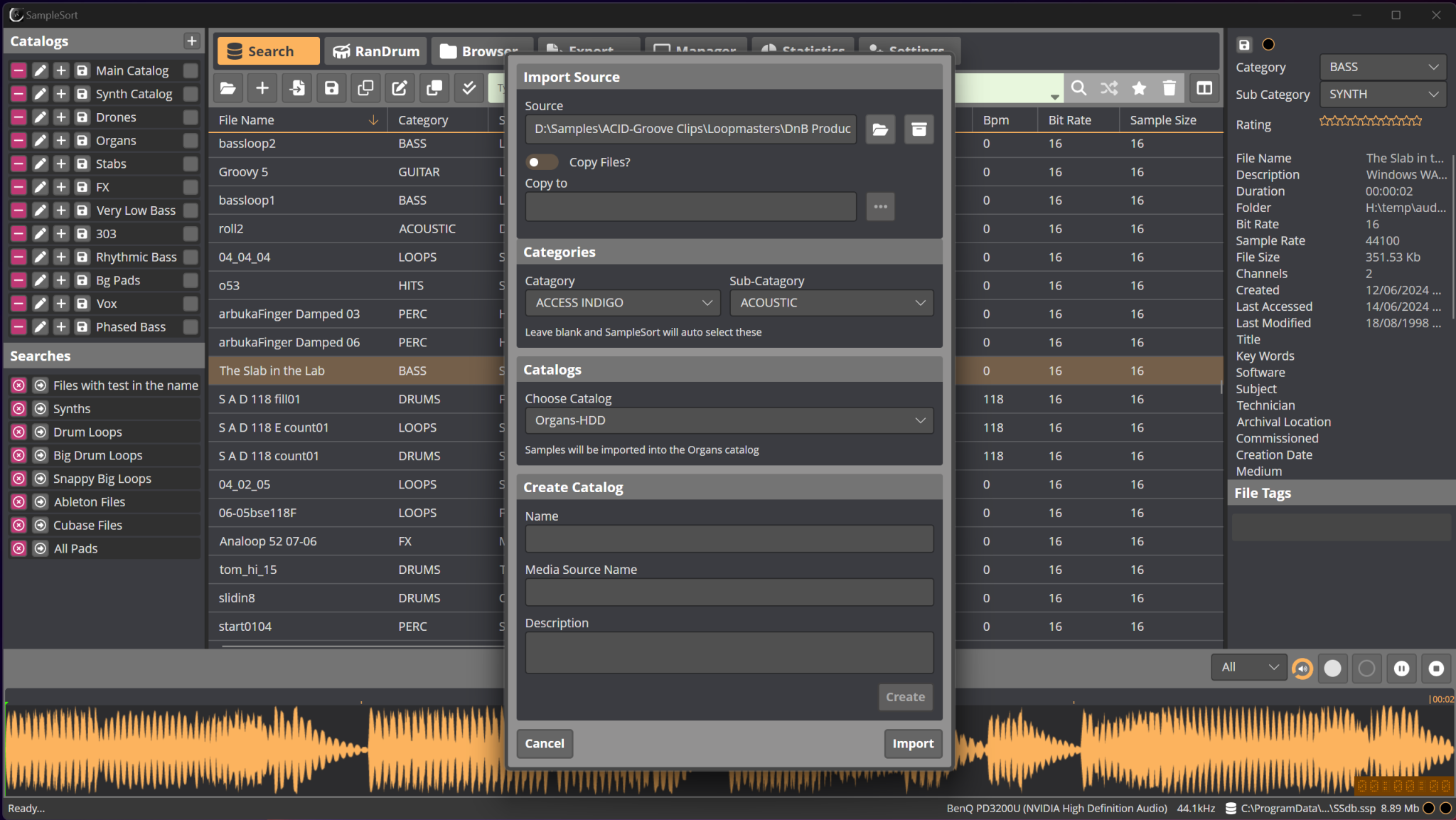 SampleSort - Audio File Manager - JamSoft